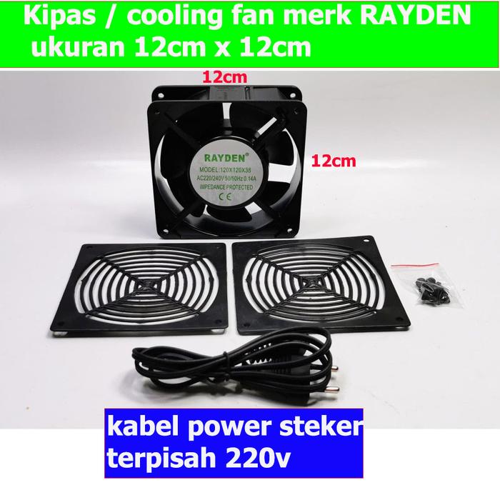 Jual RAYDEN 12cm kabel steker terpisah Cooling Fan AC 220V 12 x 12cm ...