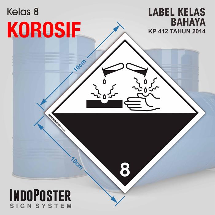 Jual Stiker IATA label kelas material bahaya dangerous goods - korosif ...