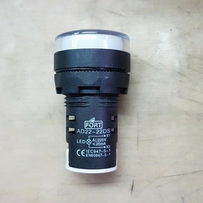 Jual Pilot Lamp 22mm Putih LED 220 VAC Type AD22-22DS Fort - Kota ...