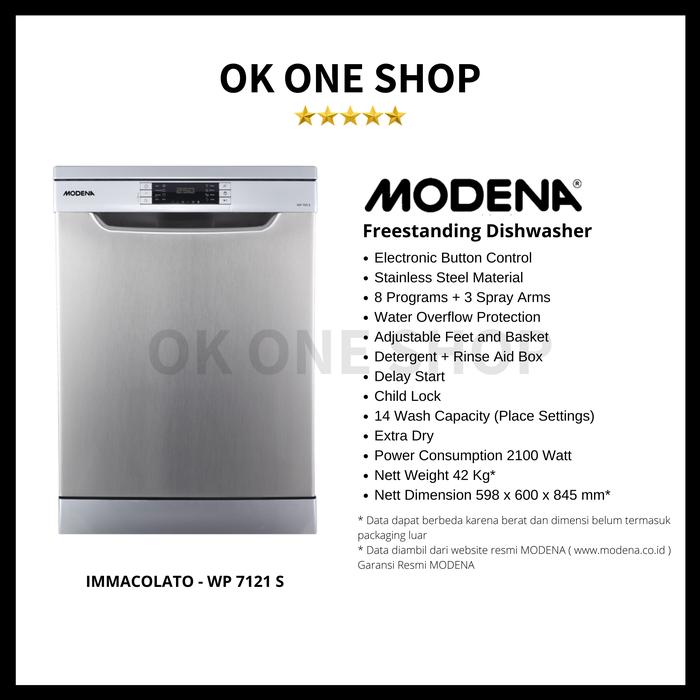 Jual MODENA Dishwasher IMMACOLATO - WP 7121 S / WP7121S / WP 7121S ...