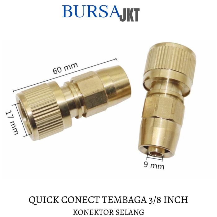 Jual KONEKTOR SELANG 3/8 INCH QUICK CONNECT BAHAN BESI TEMBAGA COUPLER ...