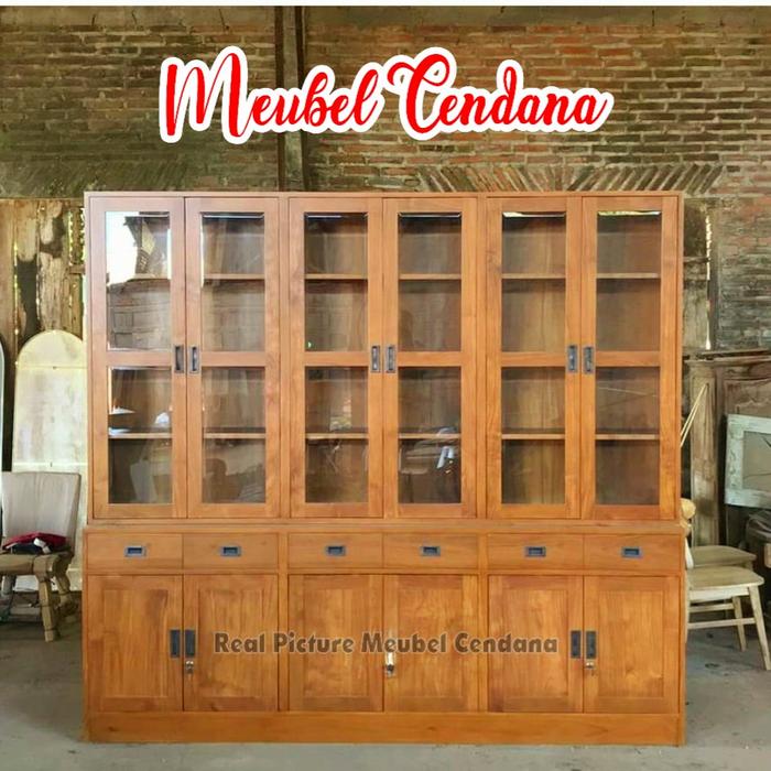 Jual lemari rak buku minimalis kayu jati / meja almari rak buku kayu ...