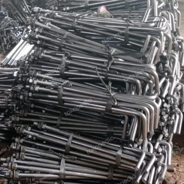 Jual angkur L beton M25 x 70 cm ( AS - st41 ) 2mur + 2ring plat ...