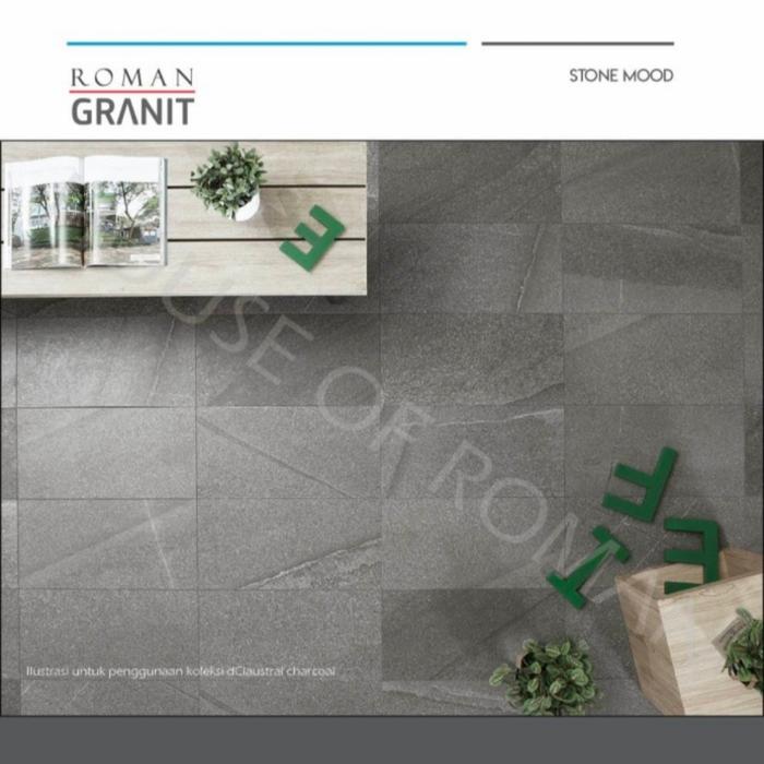 Jual Roman Granit Motif Batu Tekstur Kasar (dClaustral Charcoal 30x60 ...