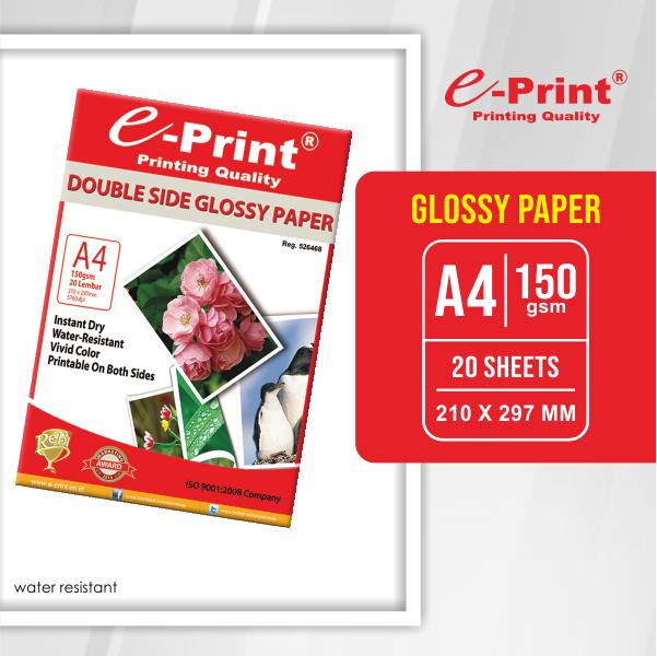 Jual Kertas Foto Double Side Glossy Photo Paper A4 150gsm 20lembar e ...