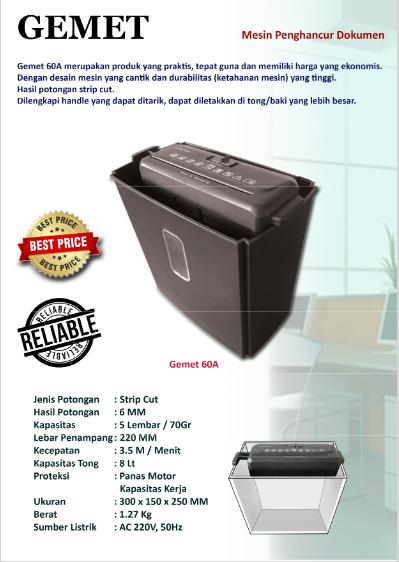 Jual GEMET 60A Mesin Penghancur Kertas Paper Shredder MURAH - Jakarta ...