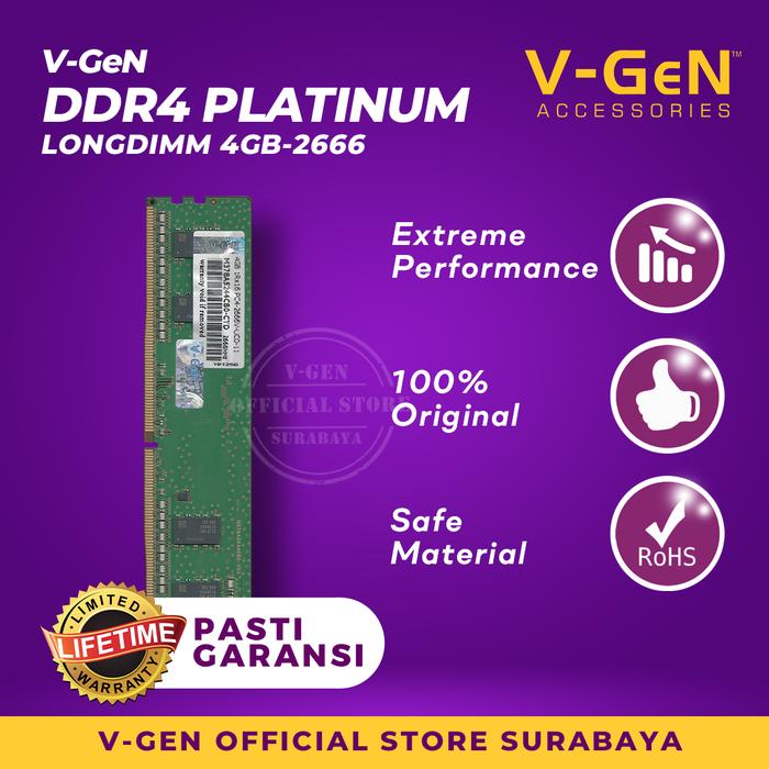 Jual RAM LongDimm DDR4 V-GeN Platinum 4GB PC21300/2666Mhz - Memory PC VGEN - Kota Surabaya - V ...