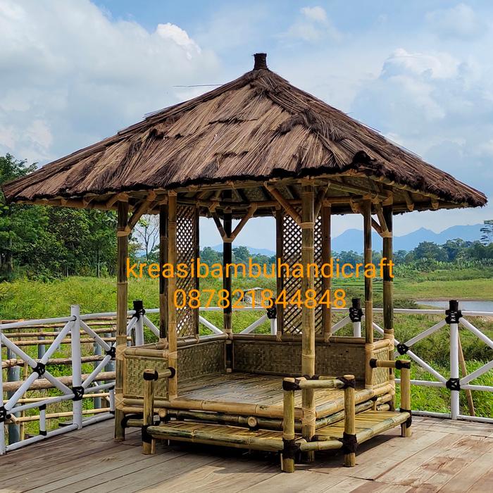 Jual saung gasebo bambu atap injuk ukuran 2 x 2 meter Bandung barat ...