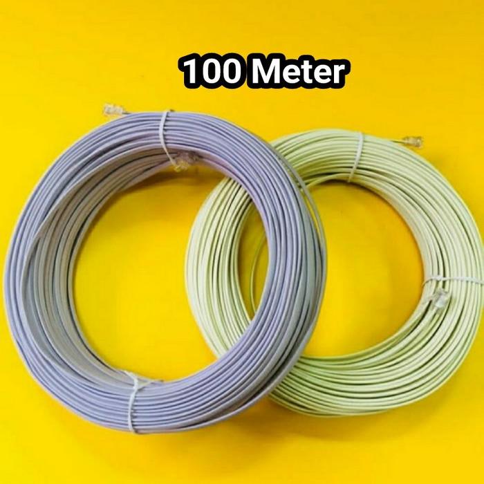 Jual Kabel Telepon / Roset / RJ-11 Isi 4 - 100 Meter Warna krem ...