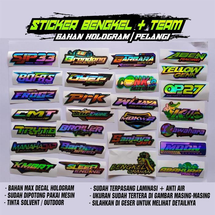 Jual Sticker Bengkel Lengkap Terbaru Viral / Sticker Bengkel Hologram ...