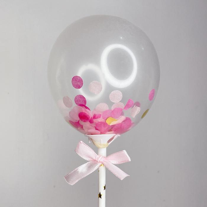 Jual cake topper balon anak tusukan kue balon confetti pink - Kota ...