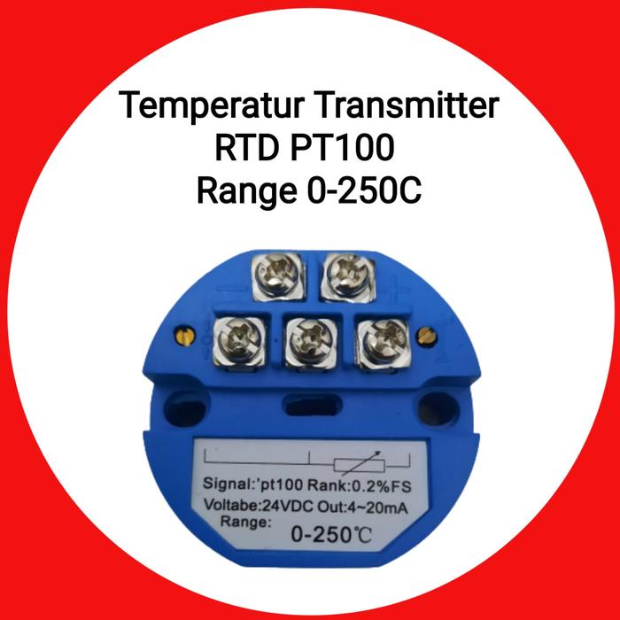 Jual Temperature Transmitter RTD PT100 suhu 0-250 C Output 4-20mA 24VDC ...