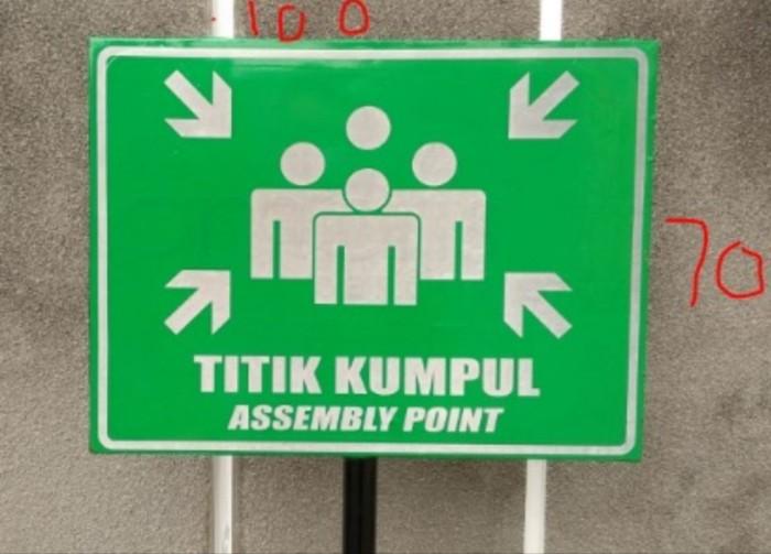 Jual sign stiker titik kumpul (assembly point) 100x70cm /rambu titik ...