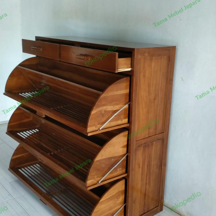 Jual rak sepatu bahan kayu jati minimalis terbaru lemari sepatu mewah ...