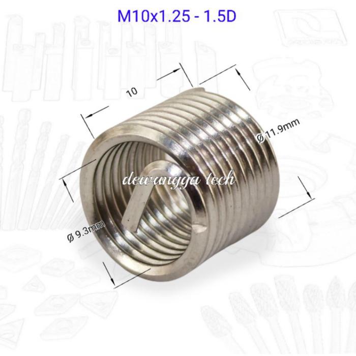 Jual Recoil m10x1.25 helicoil m10 x 1.25 spring isi perbos baut dol 14 ...