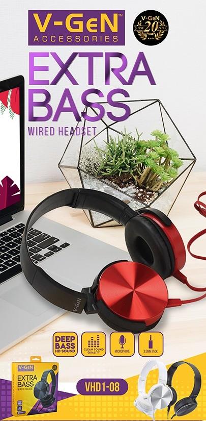 Jual Headset V-GeN VHD1-08 Wired Extra Bass HD Sound Headphone VGEN ...