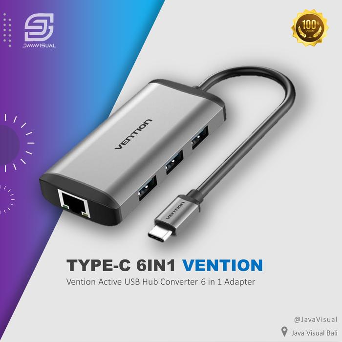Jual Vention Active USB Hub Converter 6 in 1 Adapter Type C to USB 3.0 ...