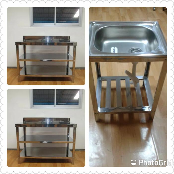 Jual Paket 2 Meja Stainless 2 rak dan 1 wastafel - Jakarta Barat - MEJA ...