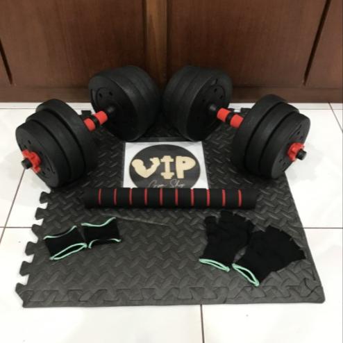 Jual Barbell / Dumbell set 20kg alat olahraga gym rumahan. barbel ...