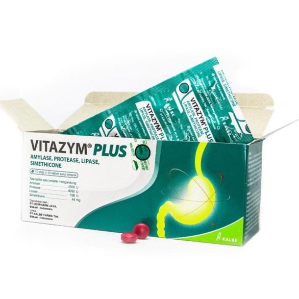 Jual VITAZYM PLUS, 1 strip isi 10 tablet, suplemen pencernaan - Kota ...