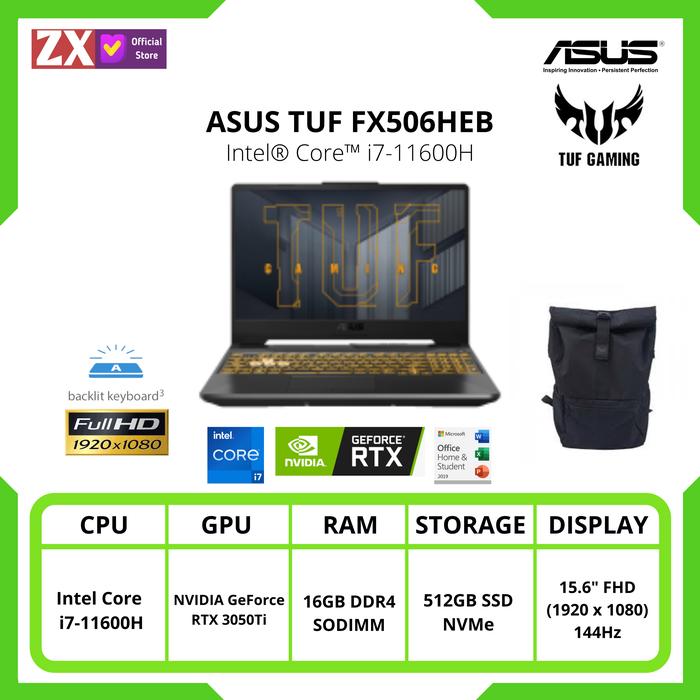 Promo LAPTOP ASUS TUFF FX506HEB-I7R5B7TO i7-11600H 16GB 512GB RTX3050Ti ...