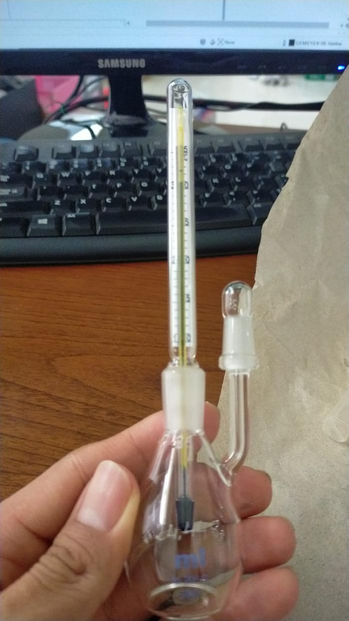 Jual HERKA Piknometer Thermometer 25ml | Pycnometer with Thermometer ...