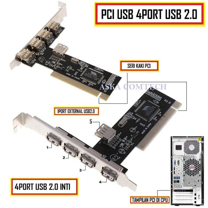 Jual PCI Card USB 4 Port internal usb v2.0 - Jakarta Pusat - ASKA ...