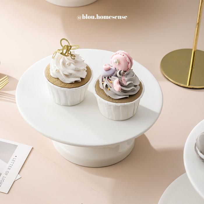 Jual Cake Stand High Feet Wadah Kue Tingkat Piring Kue Susun Keramik Putih Di Seller Ayato ...