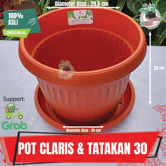 Jual Pot Bunga Tanaman Hias Pot Claris Coklat Merah Plus Tatakan ...
