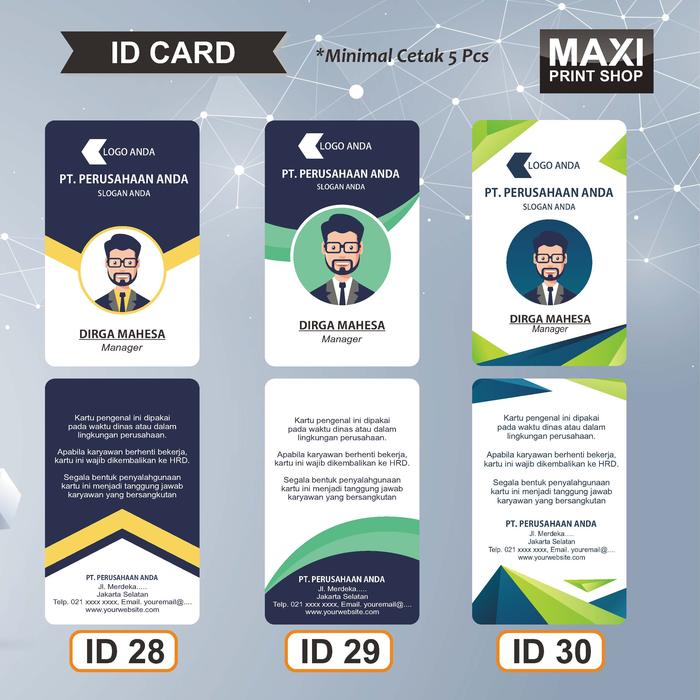 Jual Cetak Kartu ID Card Perusahaan 2, bahan PVC - Kota Tangerang ...