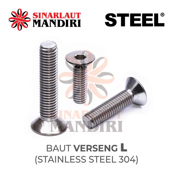 Jual Baut Verseng L SS 304 / JFL / Hex Socket Countersunk Bolt M 8 x 40 - Jakarta Barat - Sinar ...