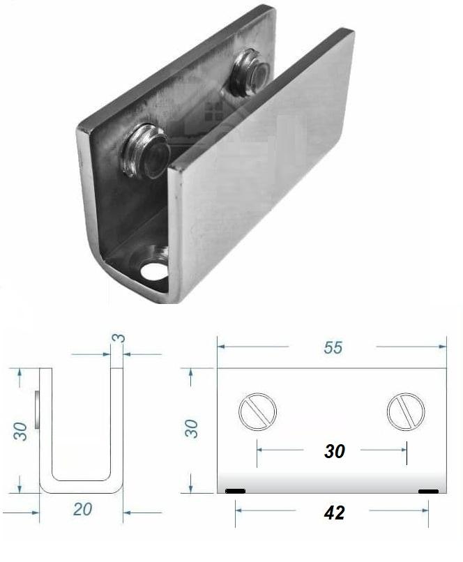 Jual GLASS CLIP Klem Jepit Klip Kaca 8 - 12 Mm Clamp Jepit Stainless ...