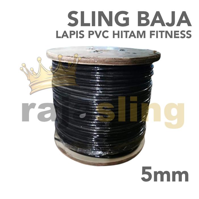 Jual Tali Sling PVC Hitam Alat Fitness / Kawat Sling Gym 5mm (Harga per ...