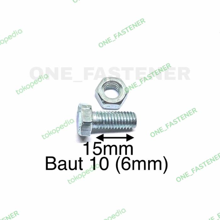 Jual 100 pcs Baut Mur M6x15 Putih BMP 6mm Panjang 1.5cm Kunci 10 M6 6x15 - Jakarta Utara - ONE ...