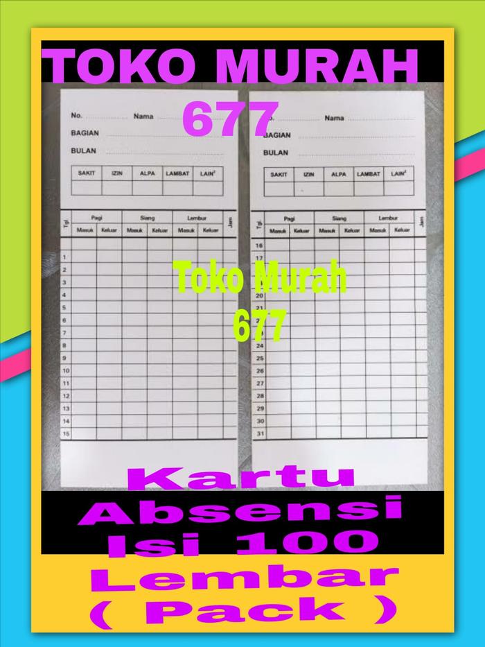 Jual KARTU ABSEN / ABSENSI ISI 100 LEMBAR (PACK) - Jakarta Barat - toko ...