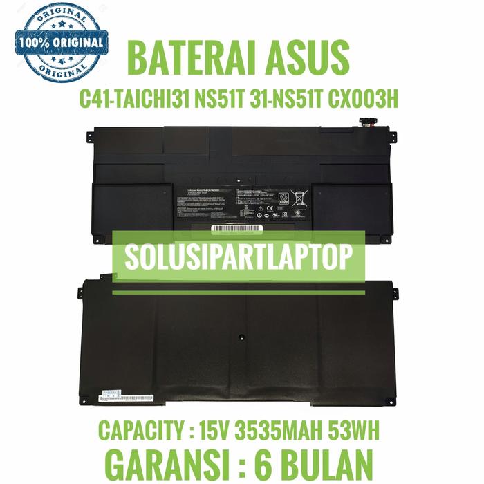 Jual Original Laptop Baterai Asus Taichi31-NS51T C41-TAICH131 C41-TAICHI31 - Kota Tangerang ...