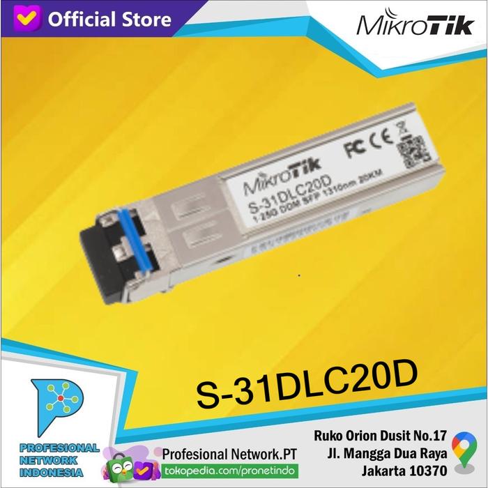 Promo MikroTik S-31DLC20D SFP (1.25G) module, 20KM, Single Mode Cicil 0 ...