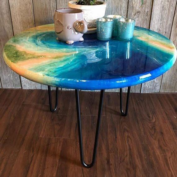 Jual meja resin bulat / meja resin epoxy / meja resin mewah / meja ...