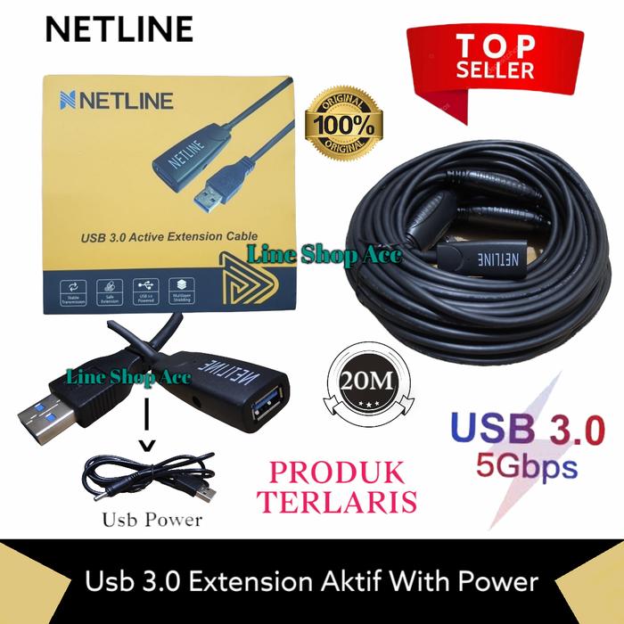 Jual Kabel Extension Active 20 Meter Usb 3.0 Netline Cable Extender ...