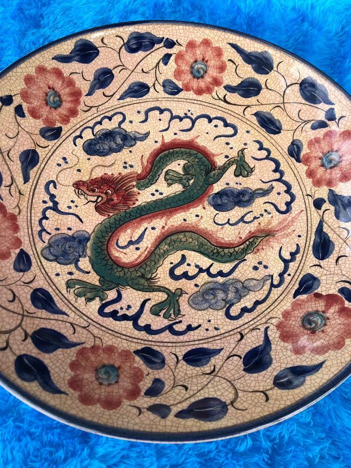 Jual Piring Kuno Naga Hijau Retak 1000 Anti Basi Asli Peninggalan 40CM ...