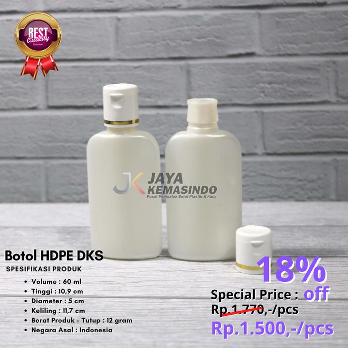 Jual Botol plastik HDPE 60ml dks hand sanitizer gel tutup fliptop putih - Jakarta Timur - JAYA ...