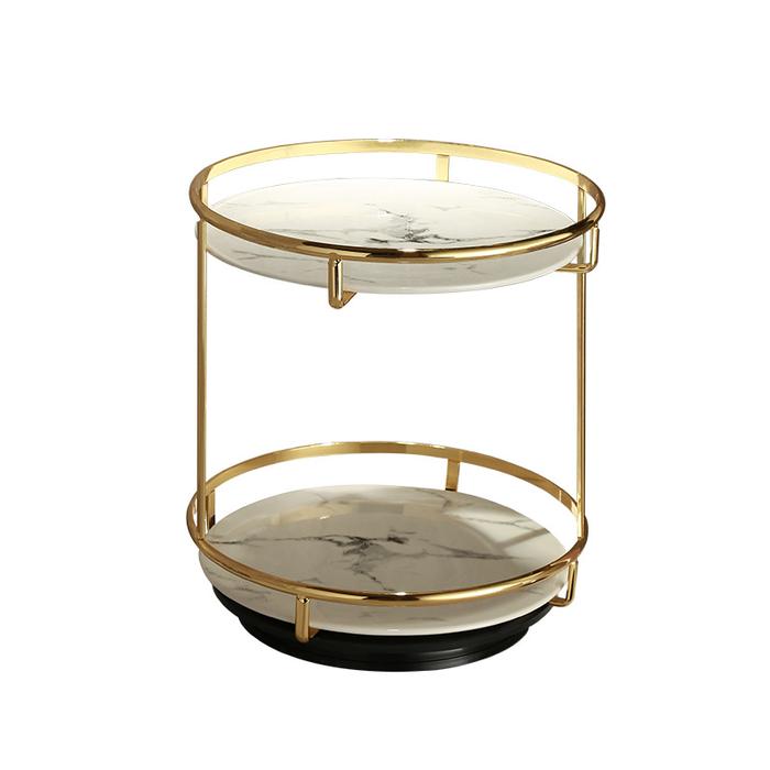 Jual Rak Putar Marble Doule Layer / Nordic Gold Organizer - Putih ...