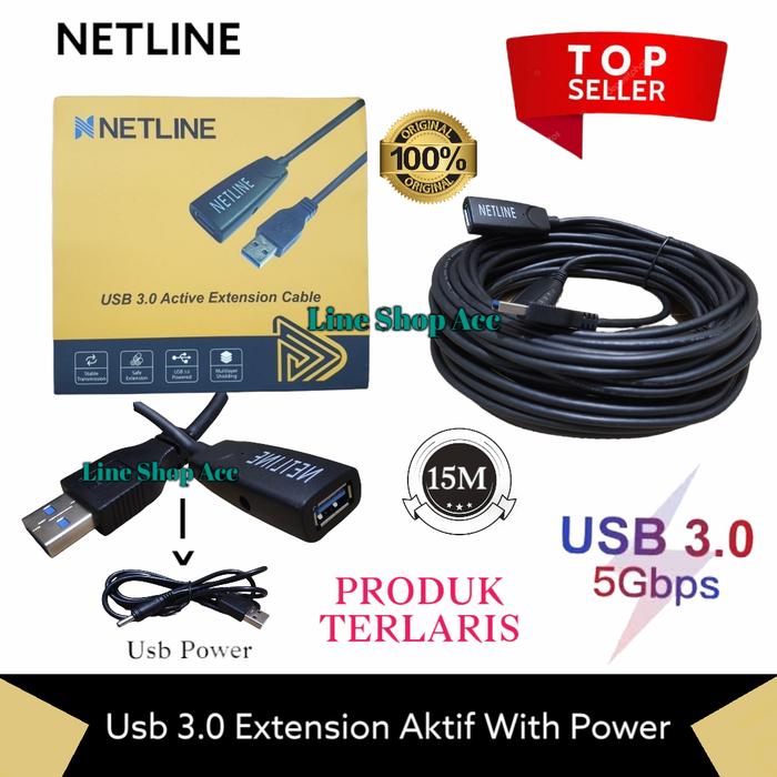 Jual Kabel Extension Active 15 Meter Usb 3.0 Netline Cable Extender Aktif - 20m Di Seller Velvet ...