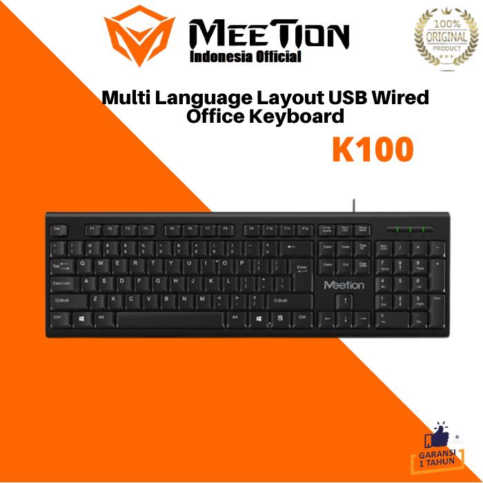 Jual Keyboard Kantor Multi Language Layout USB K100 MeeTion - Jakarta ...