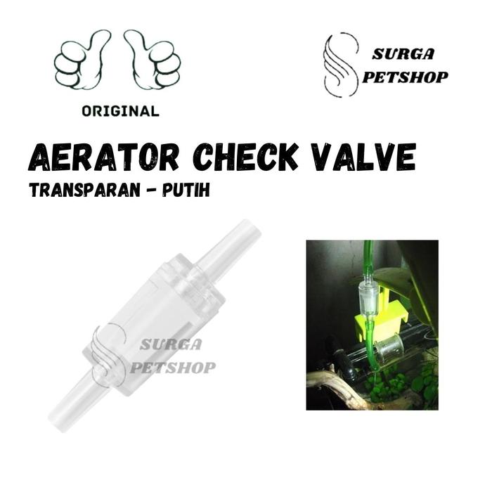 Jual AERATOR CHECK VALVE One Way Akuarium Putih Selang 3/16" TRANSPARAN ...
