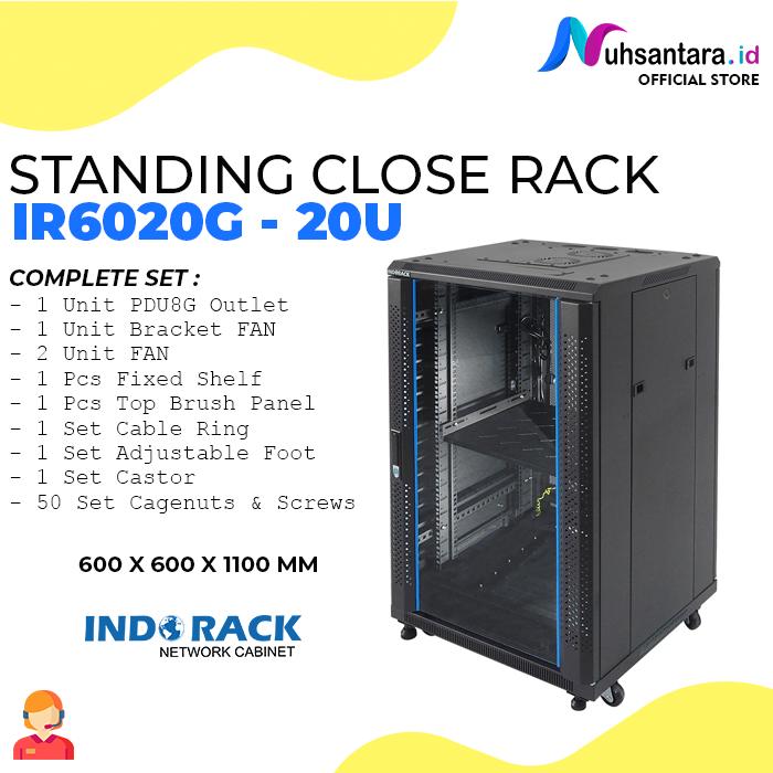 Jual INDORACK Rack Server 20U IR6020G Depth 600mm Glass Door Rak Server ...