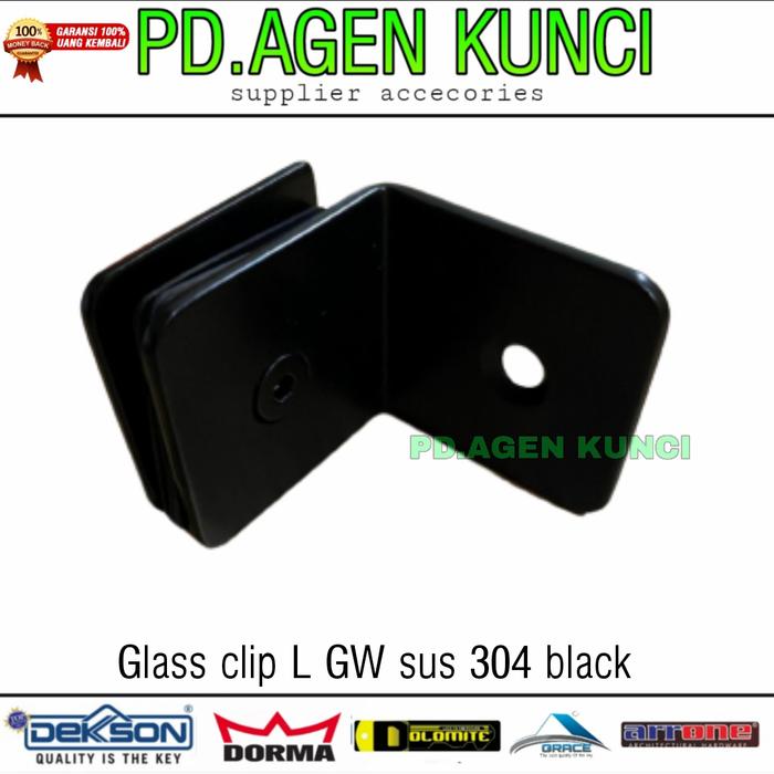 Jual Glass clip L kaca ke tembok black conector kaca tembok sus 304 ...