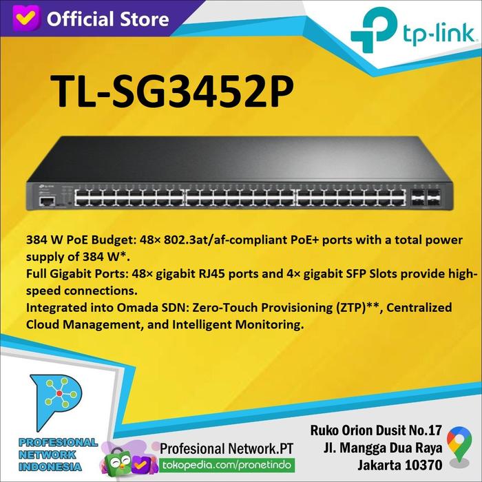 Promo TP LINK SG3452P 52-Port Gigabit L2+ Managed Switch with 48-Port ...