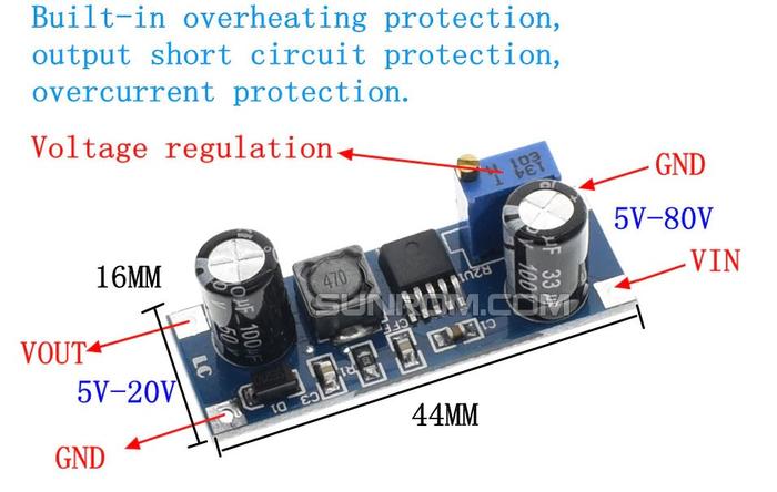 Jual XL7015 DC-DC Converter Step-down Module 5V - 80V buck high voltage ...
