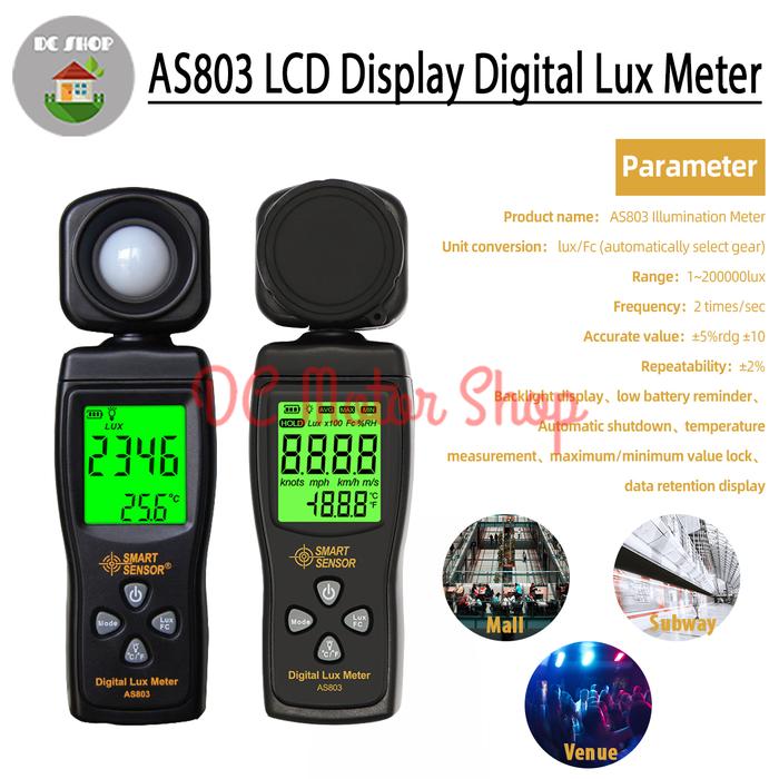 Jual LCD Digital Lux Meter AS803 light meter luminance tester Smart ...